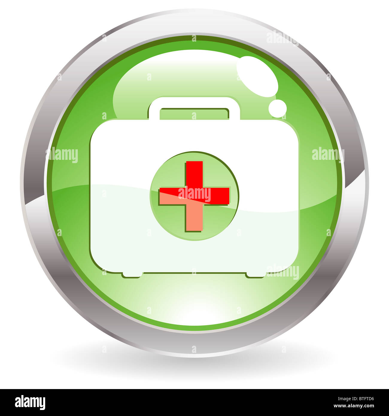 Three Dimensional circle button with First aid kit icon, vector ...
