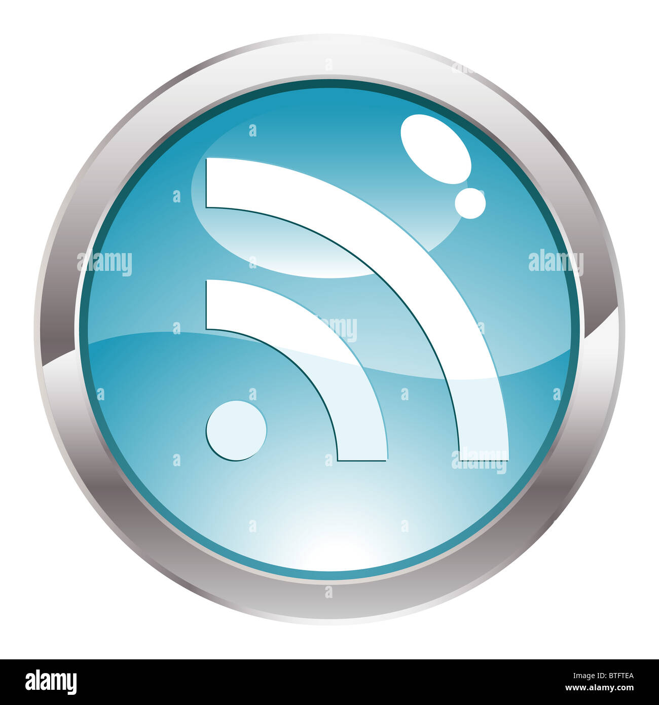 Three Dimensional circle button with RSS icon, vector illustration ...