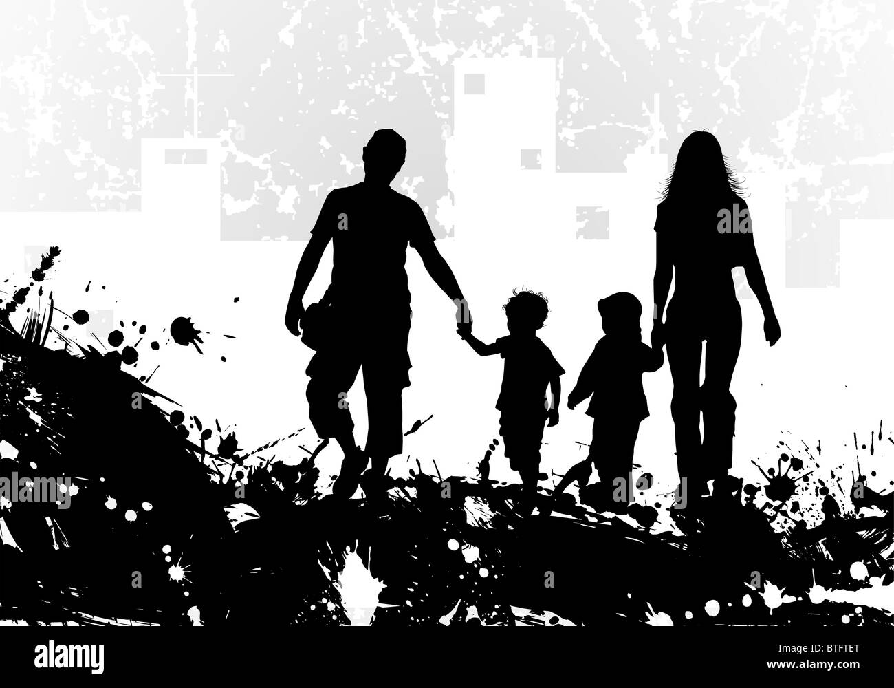 Black Family Silhouette Vector