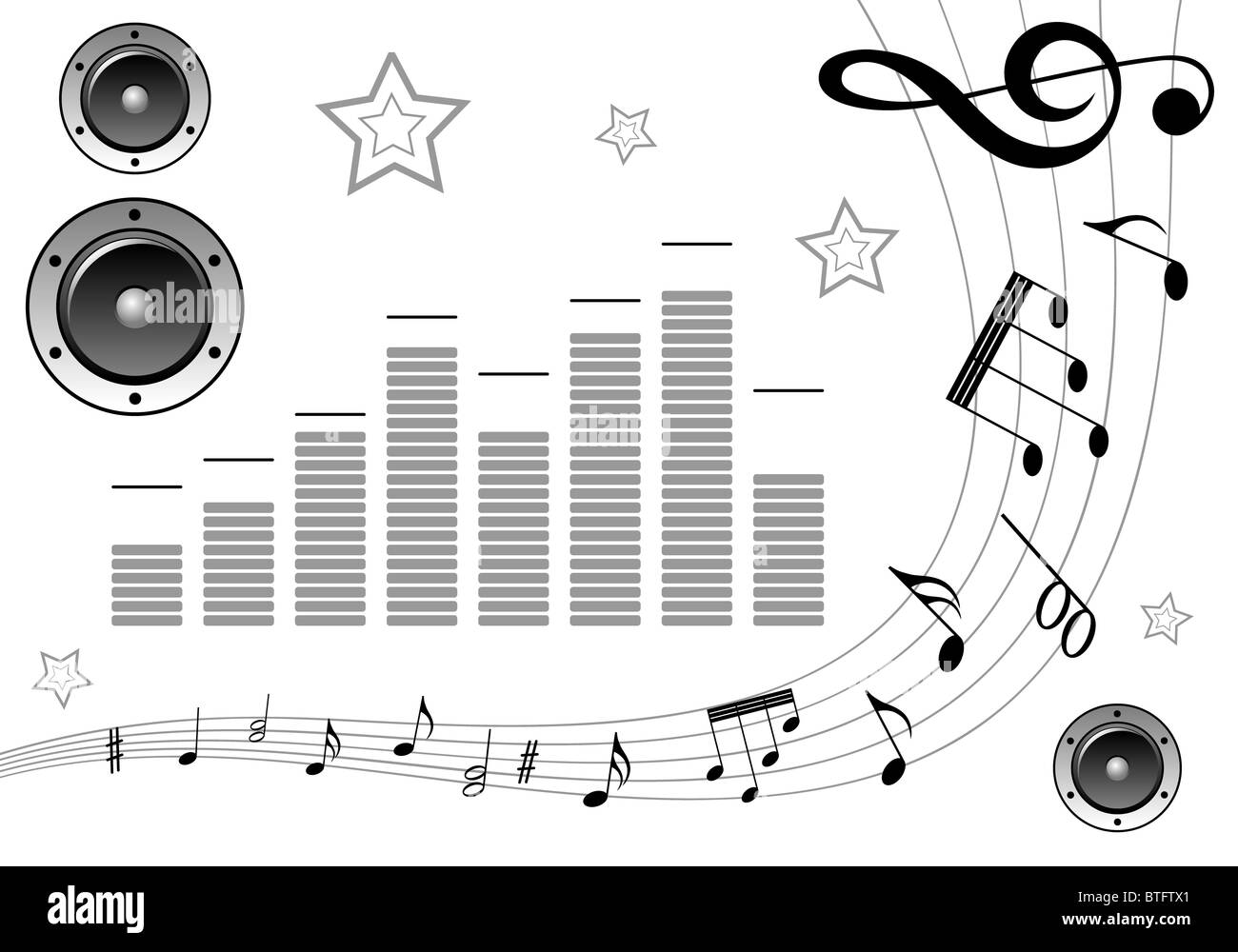 Music element with note pattern and loudspeaker, element for design ...