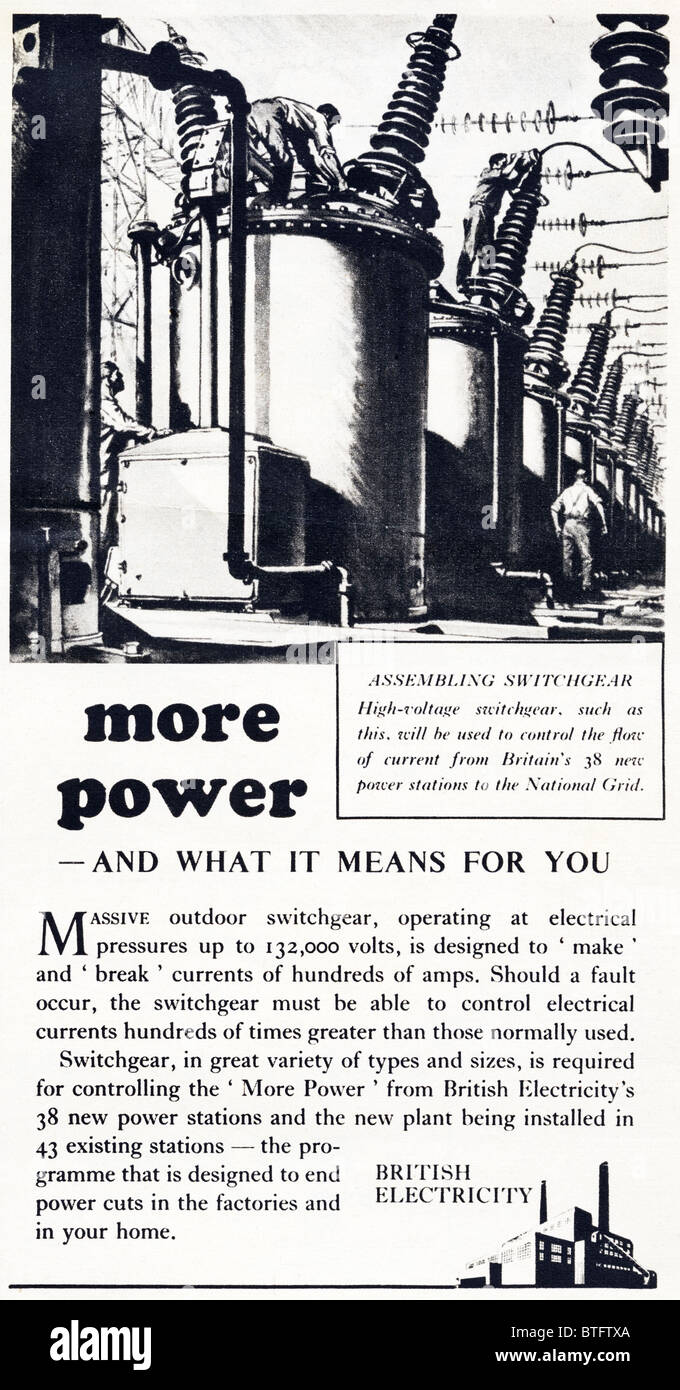 Advertisement for British Electricity in English magazine circa 1950 ...