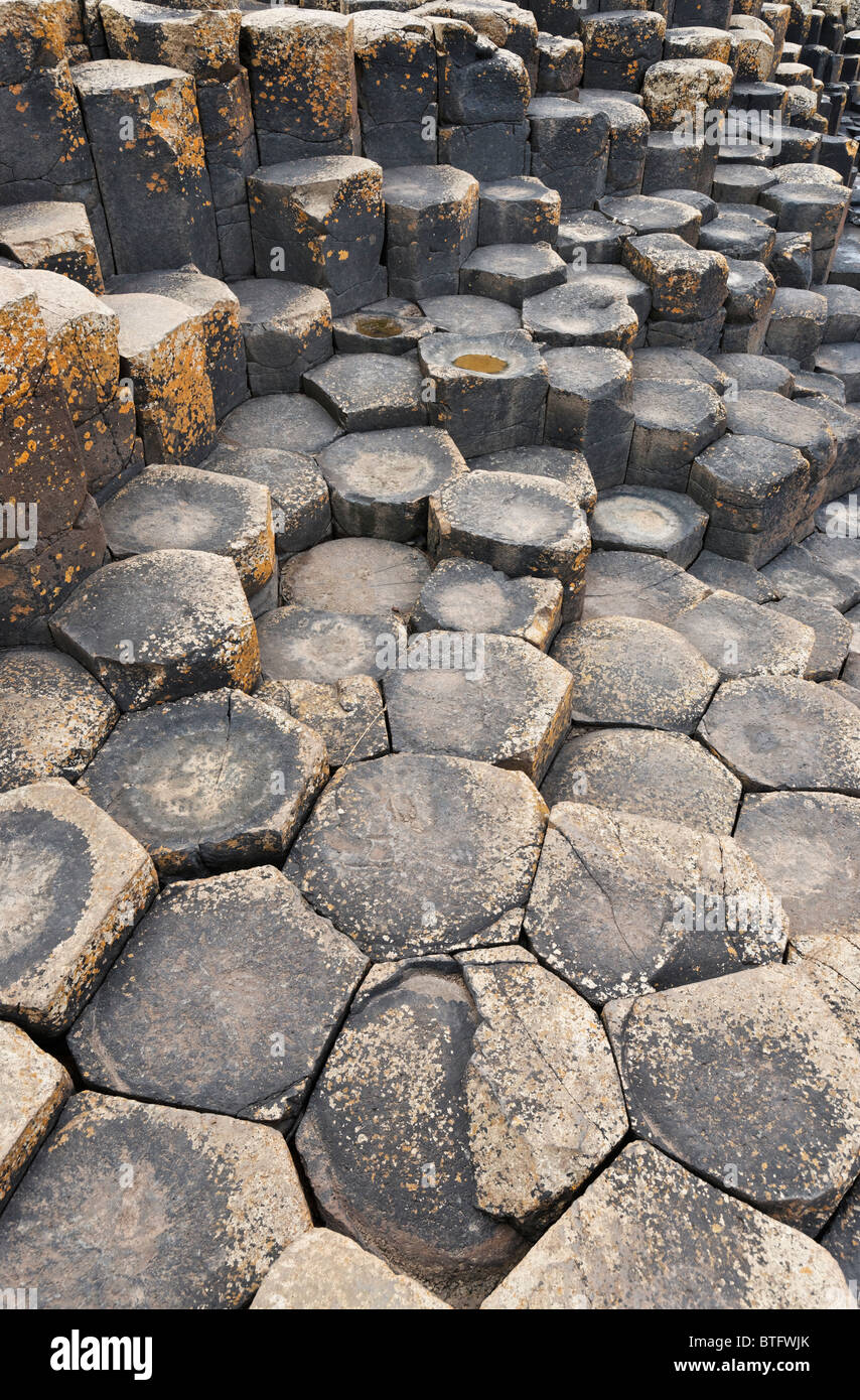 The mainly hexagonal polygonal basalt stone columns of the Giant's ...