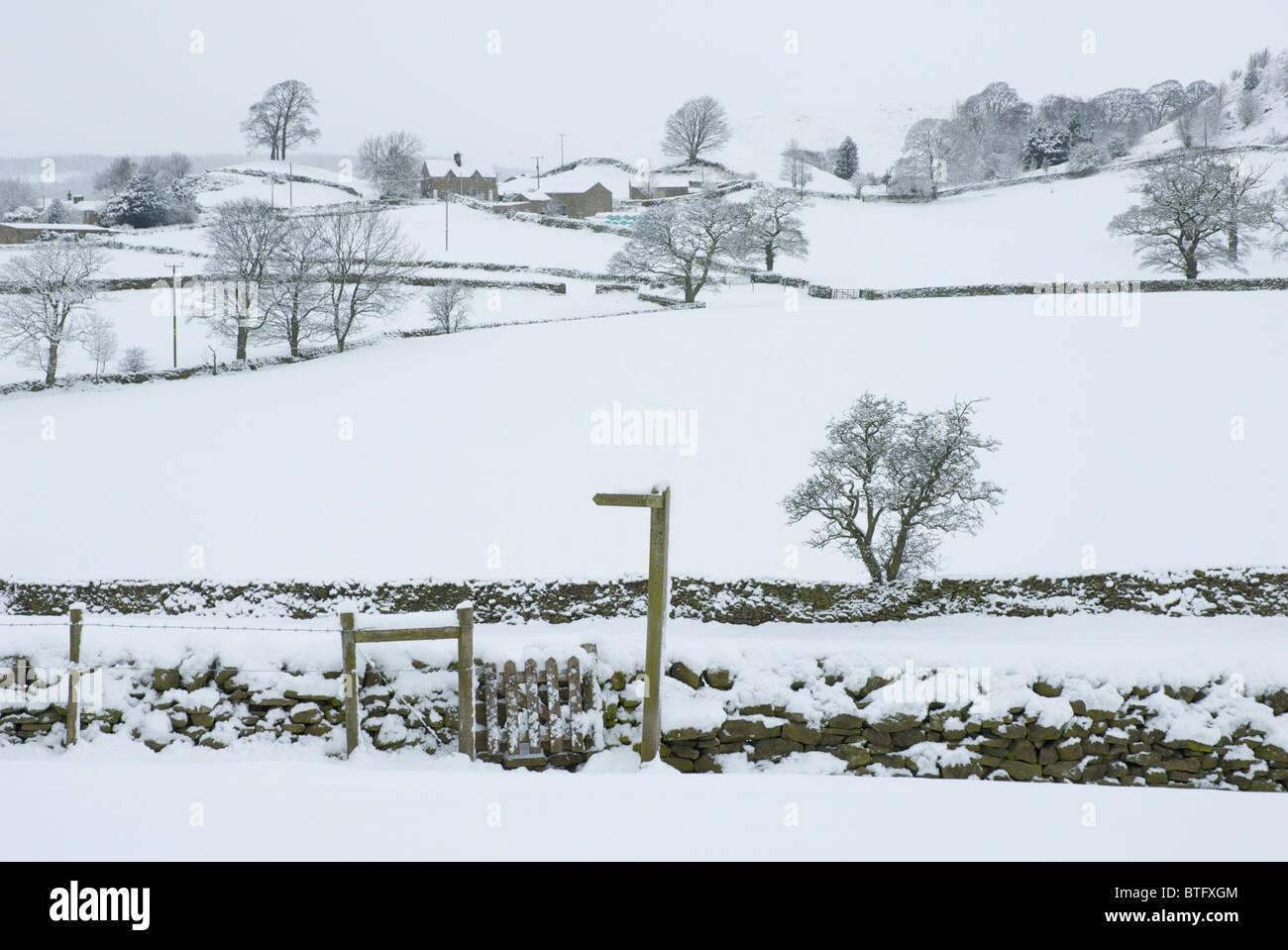 Snowy landscape in Wharfedale, Yorkshire Dales National Park, North ...