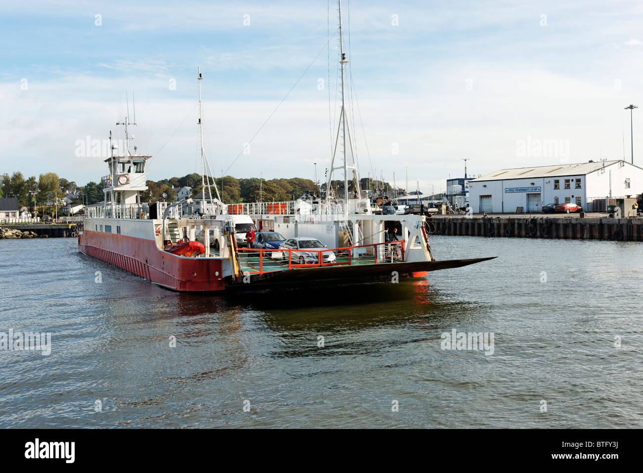 The Lough Foyle Ferry leaving Greencastle, County Donegall, Ulster ...