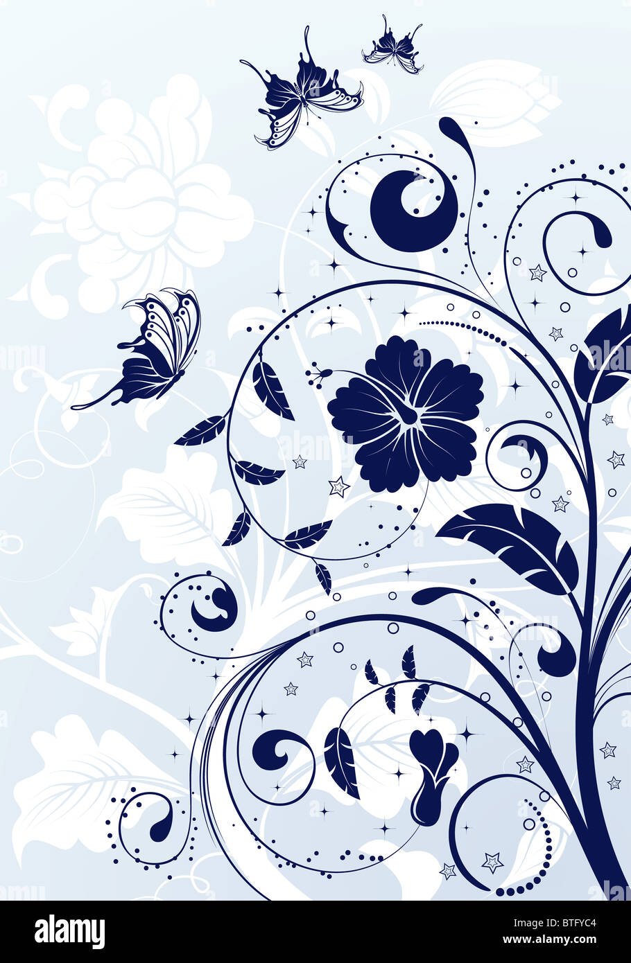 Floral Background with butterfly, element for design, vector ...