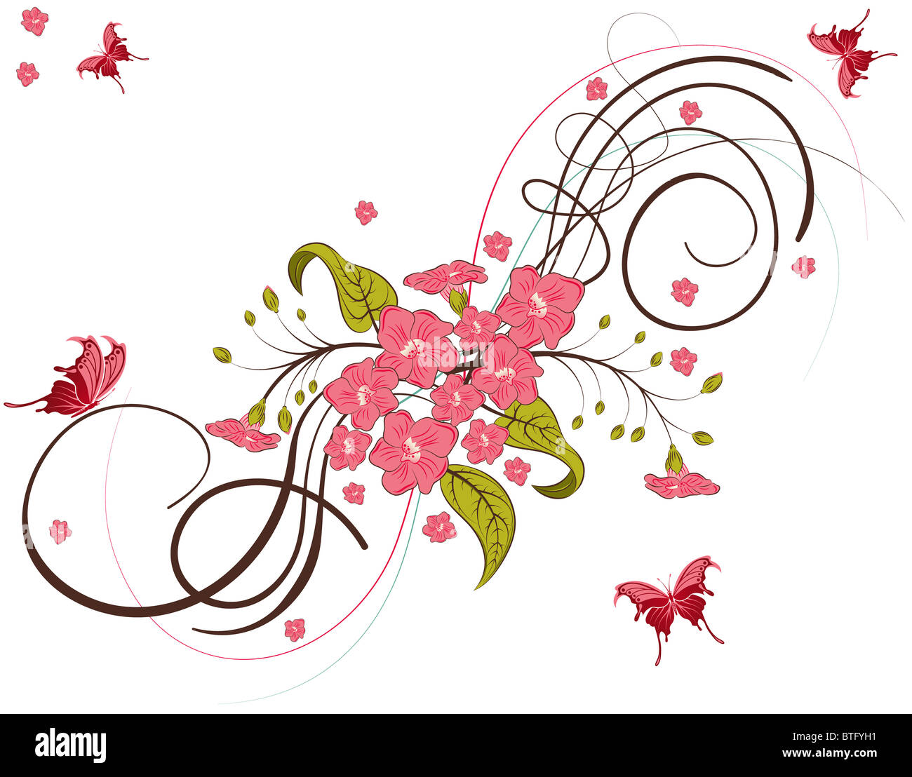 Flower Background with Butterfly, element for design, vector ...