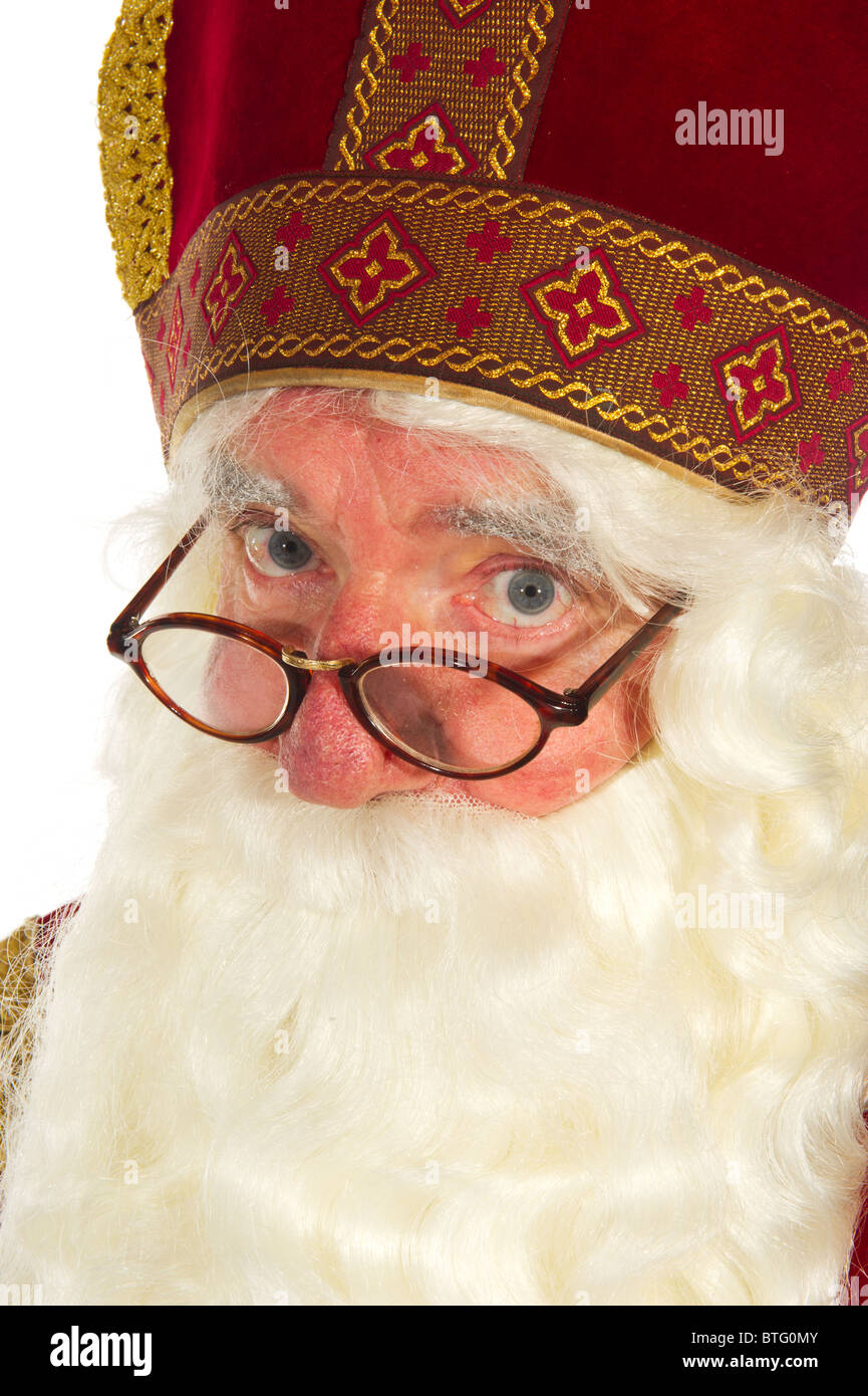 Portrait of the Dutch Sinterklaas isolated over white Stock Photo - Alamy