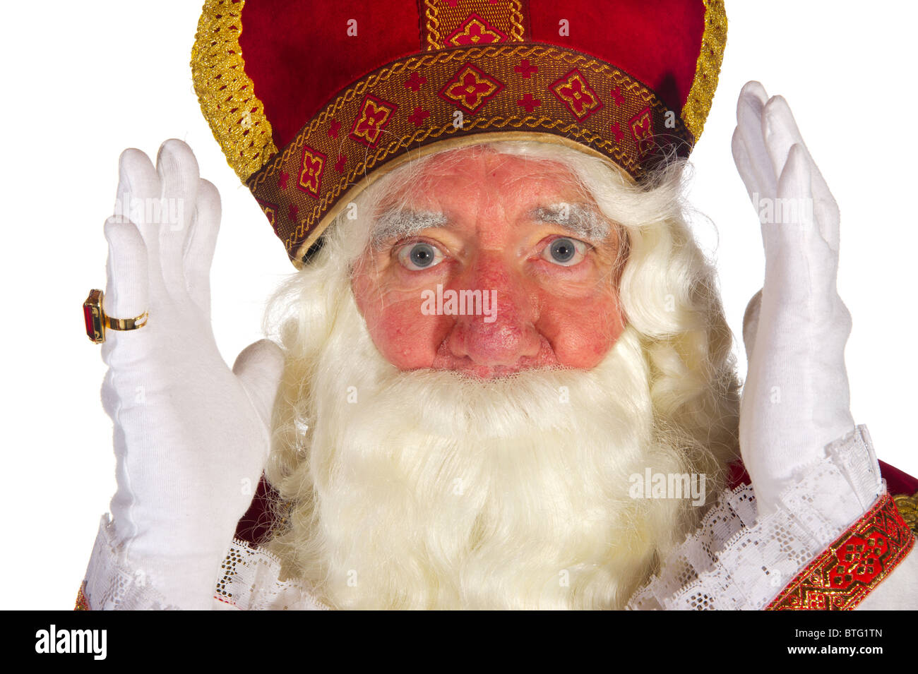 Portrait of the Dutch Sinterklaas isolated over white Stock Photo - Alamy
