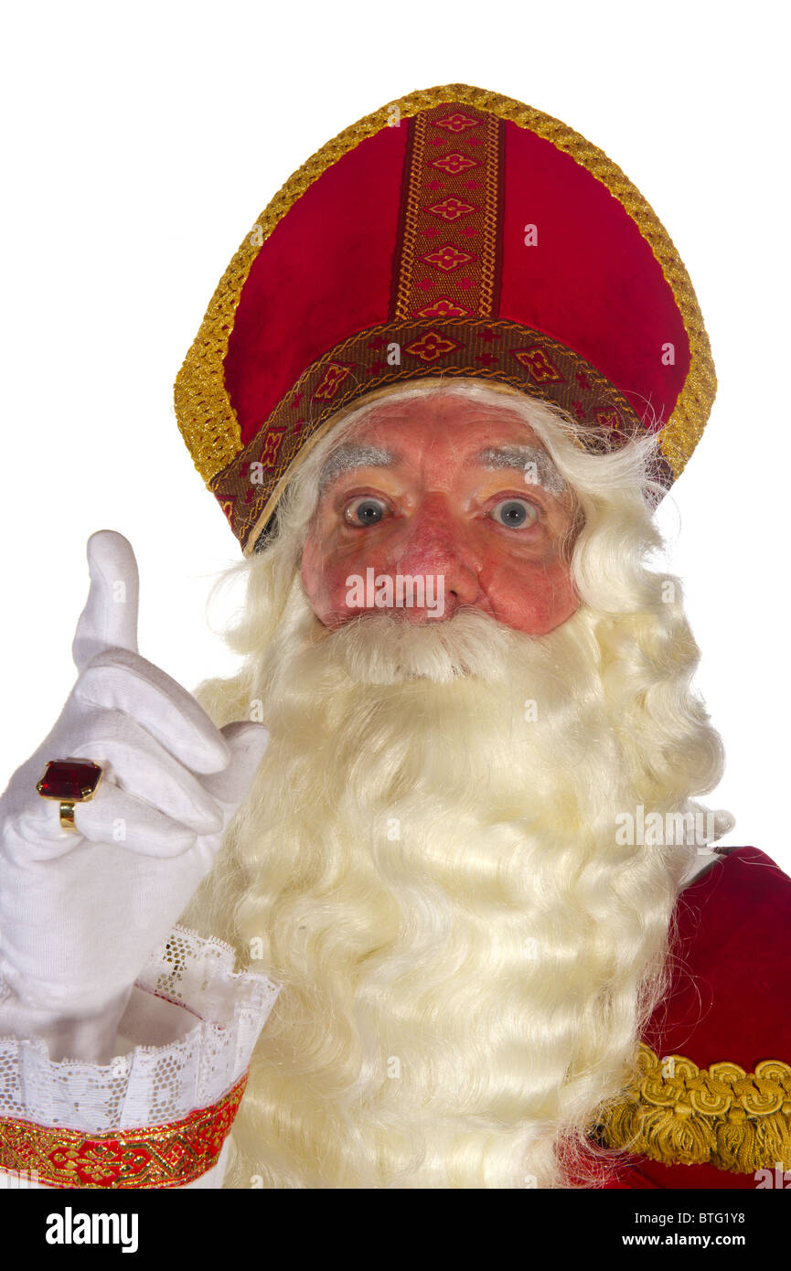 Portrait of the Dutch Sinterklaas isolated over white Stock Photo - Alamy