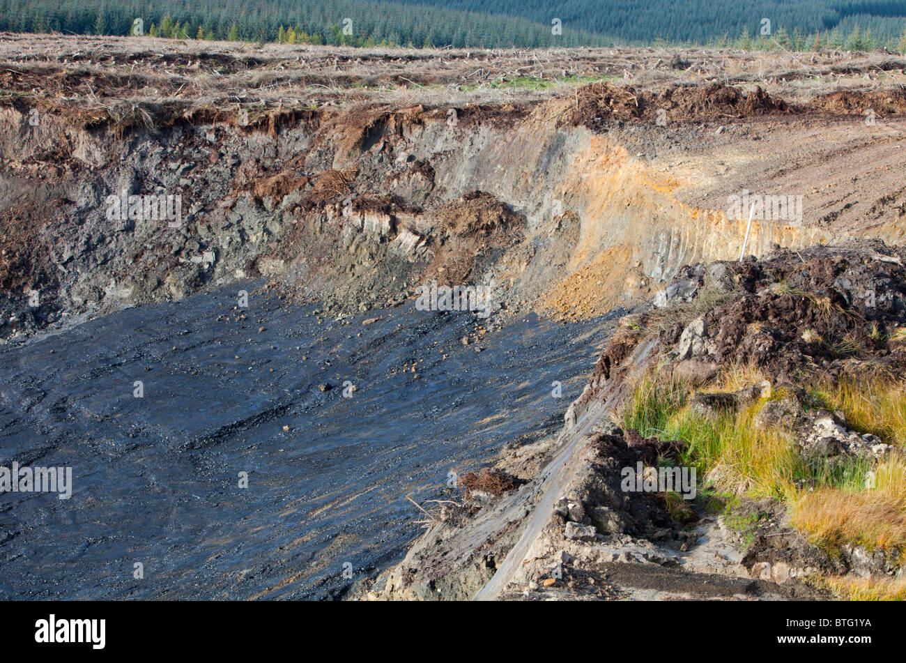 Glentaggart open cast coal mine near Douglas, Lanarkshire, Scotland ...