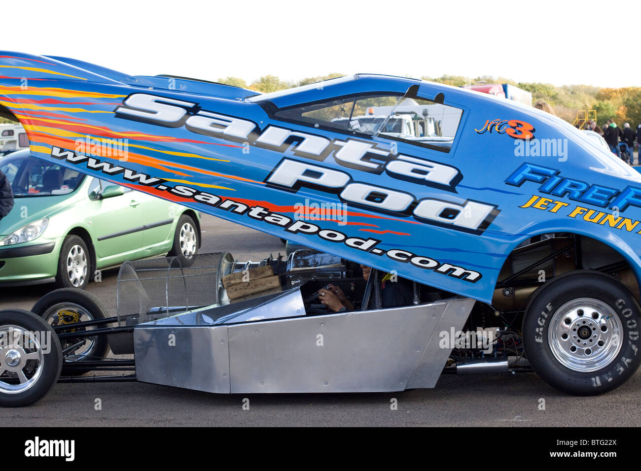 The Jet Funny Car fire force at Santa Pod Raceway England Stock Photo ...