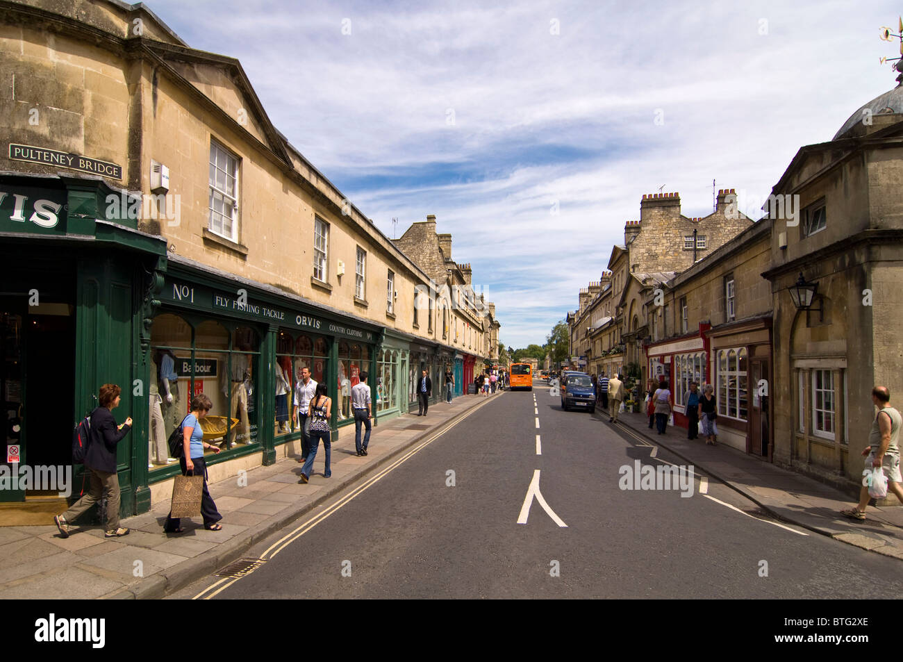 Horizontal wide angle view of Argyle Street, the shop lined road on top ...