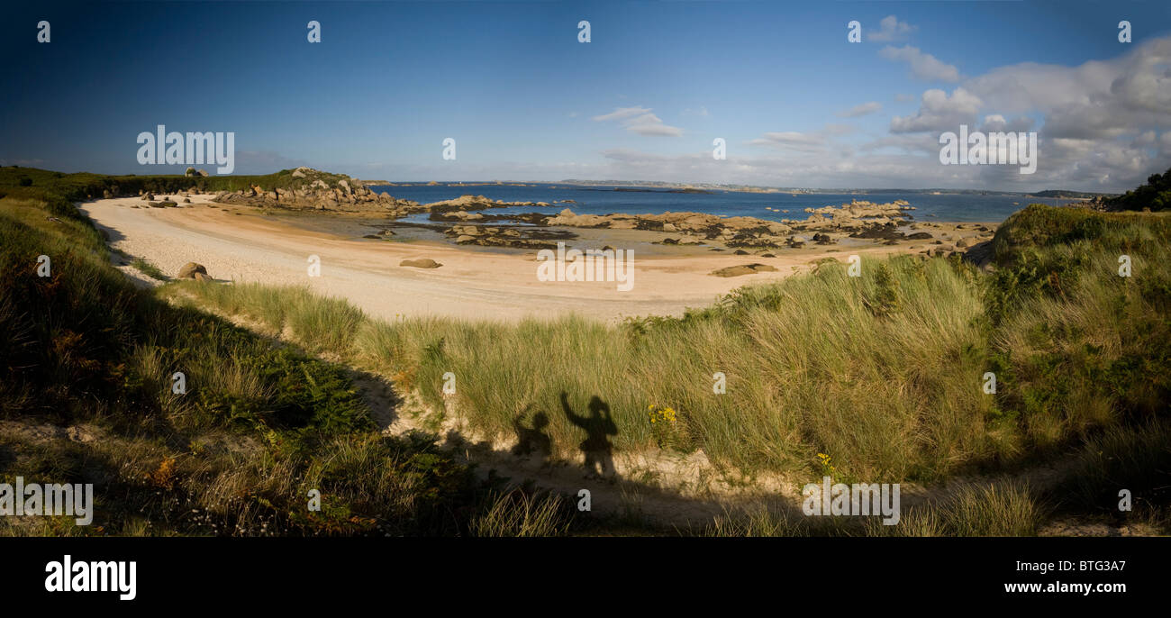 A beach on Callot island in the Morlaix bay (Brittany - France). Plage ...