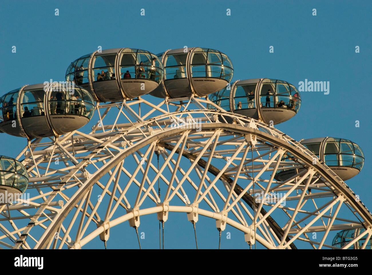 London Eye, tourist pods. Millennium Wheel, BA, Thames, London Stock ...