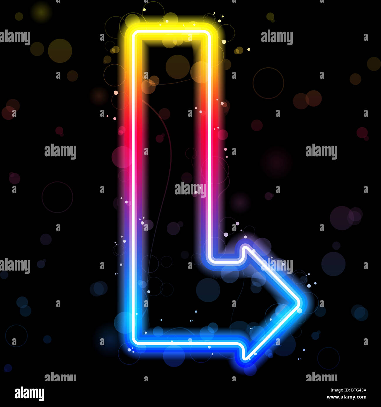 Vector - Neon Arrow on Rainbow Colors with Sparkles Stock Photo - Alamy