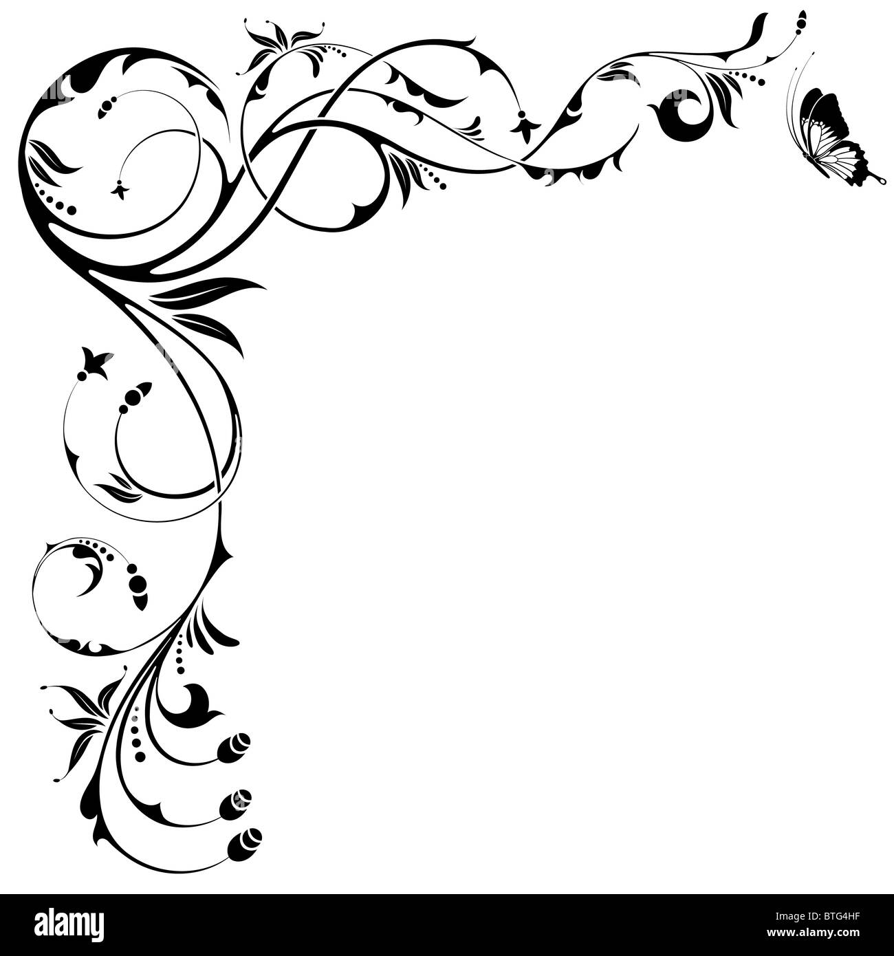 Floral border with butterfly, element for design, vector illustration ...