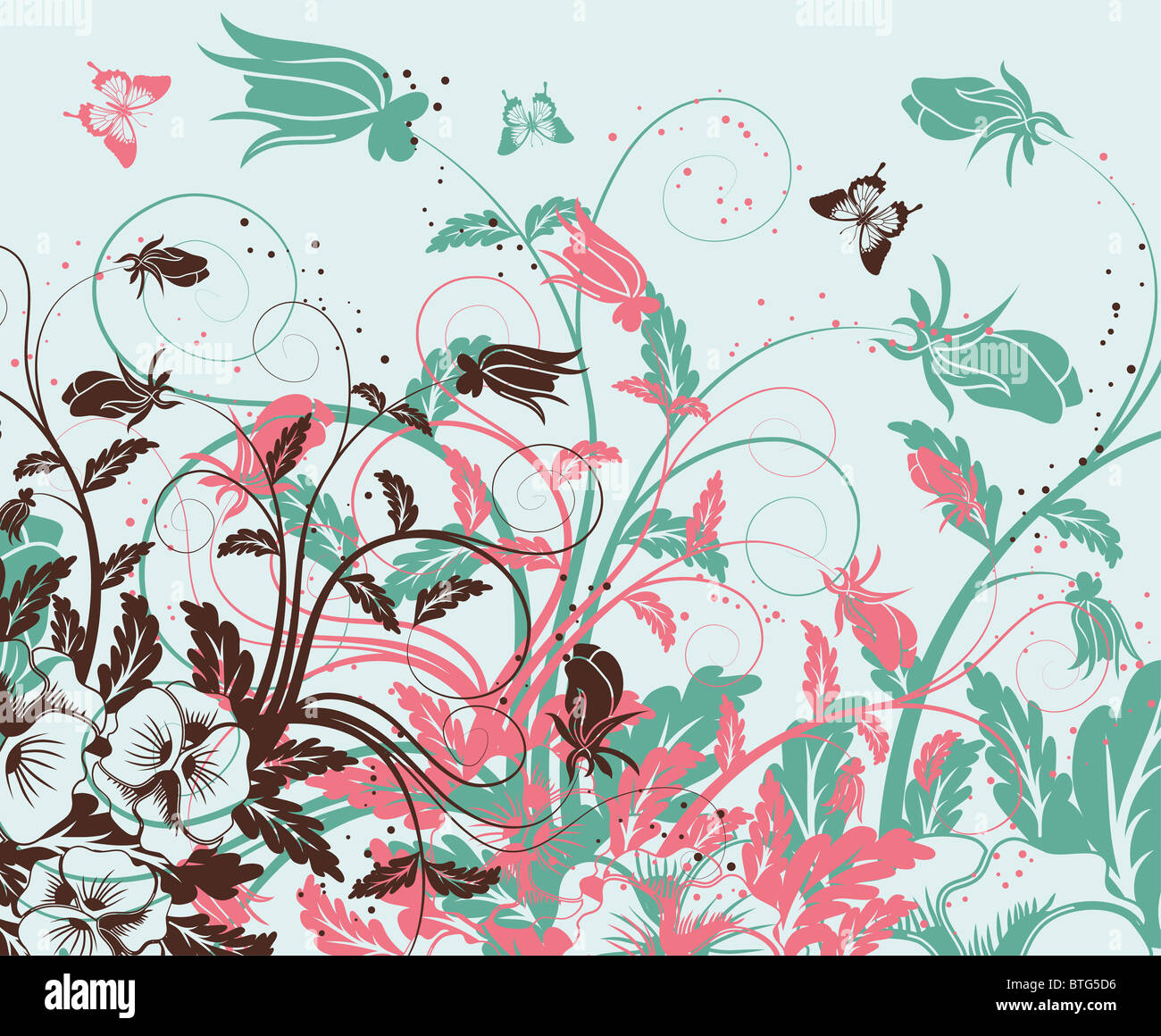 Floral Background with butterfly, element for design, vector ...