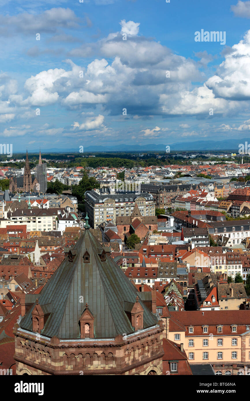 View of Strasbourg from the tower of the Cathedral, Strasbourg, Alsace ...