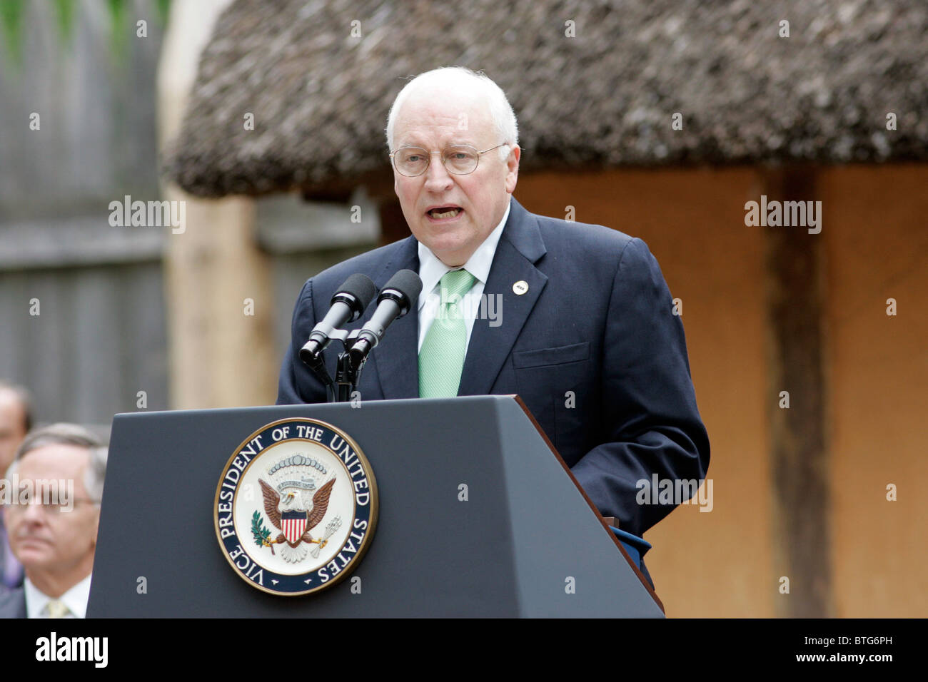 Vice-President Dick Cheney makes a speech at the Jamestown Settlement ...