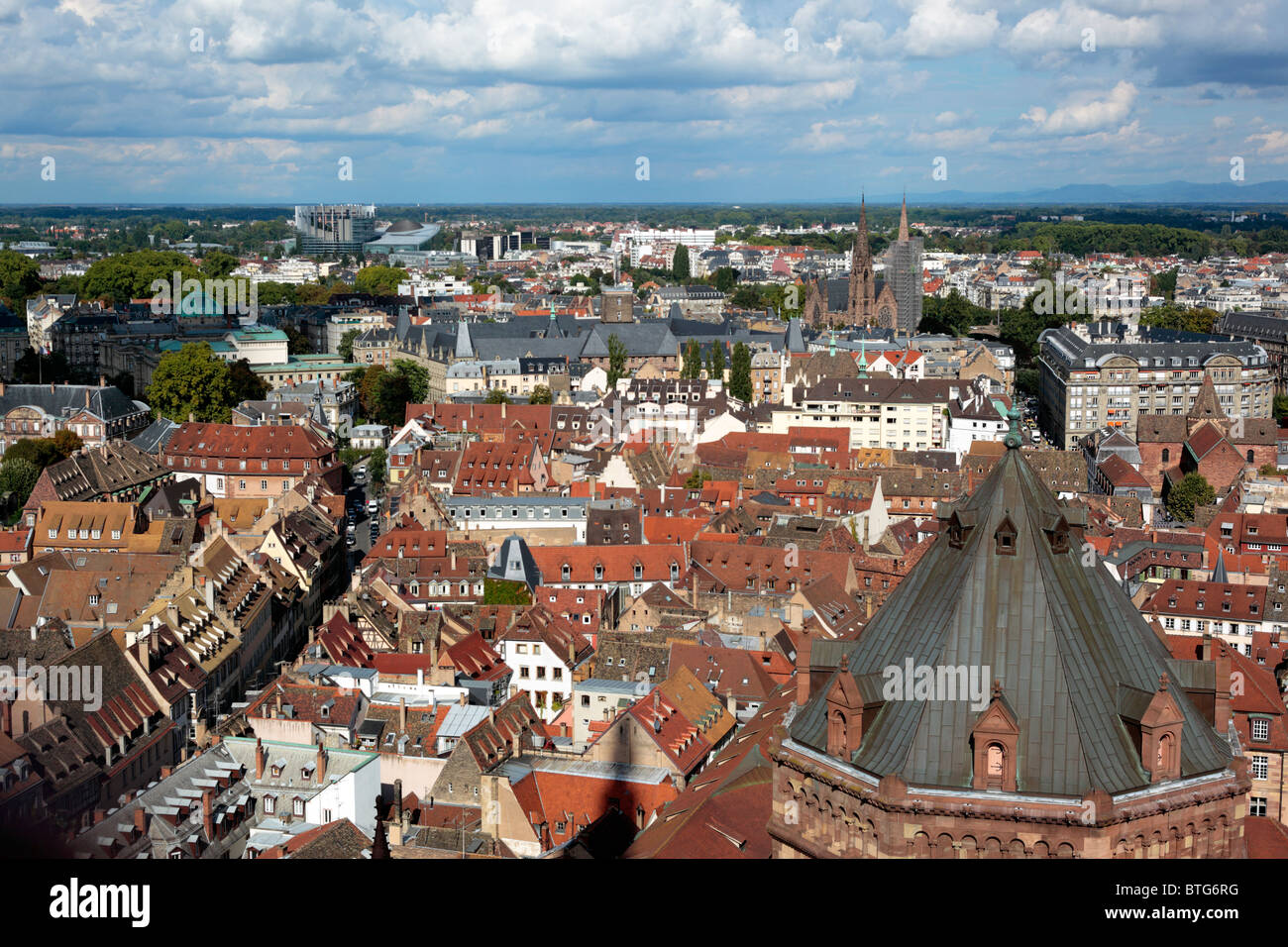 View of Strasbourg from the tower of the Cathedral, Strasbourg, Alsace ...