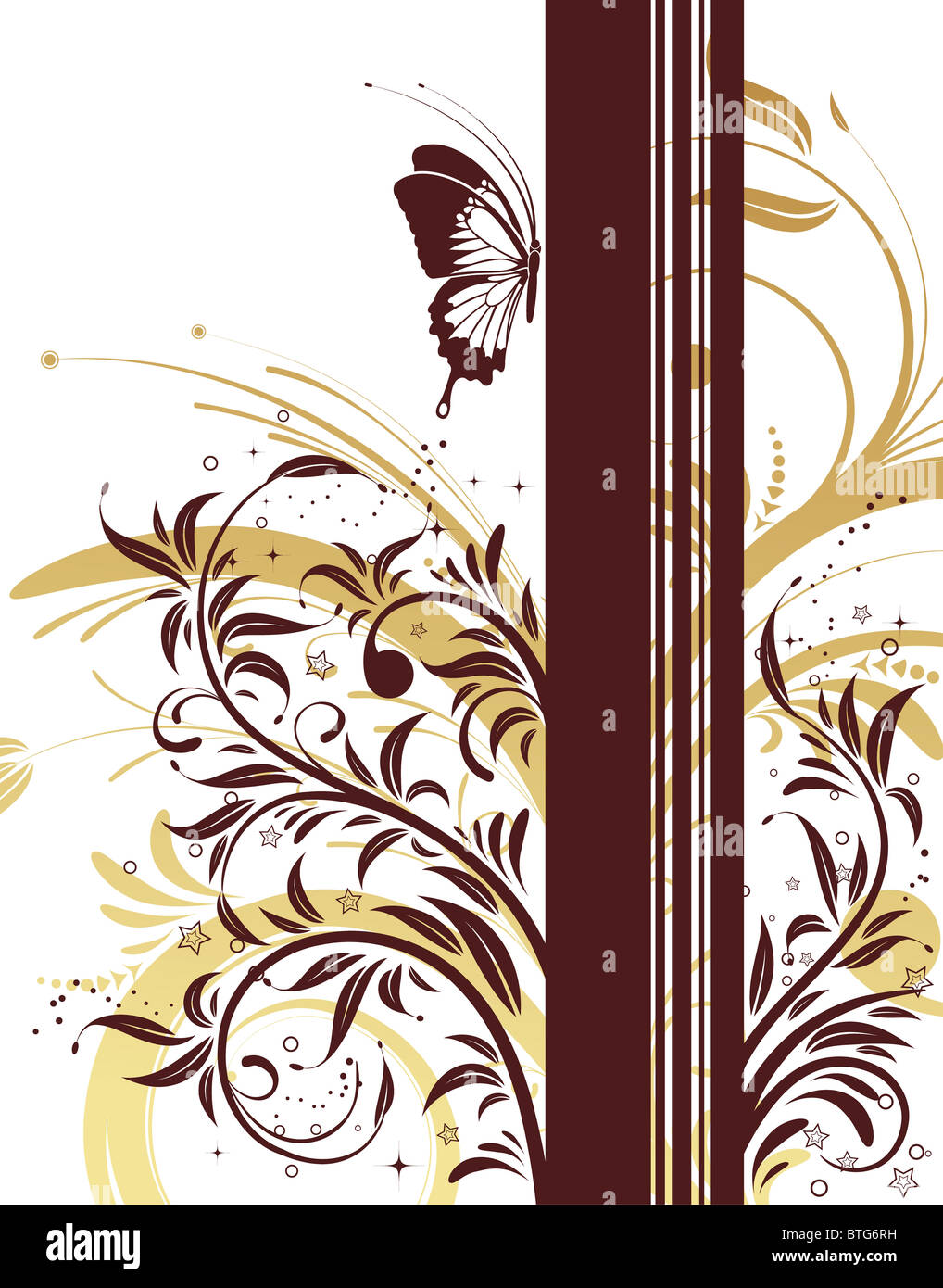 Flower frame with butterfly, element for design, vector illustration ...