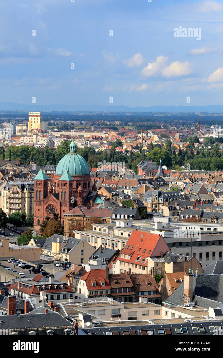 View of Strasbourg from the tower of the Cathedral, Strasbourg, Alsace ...