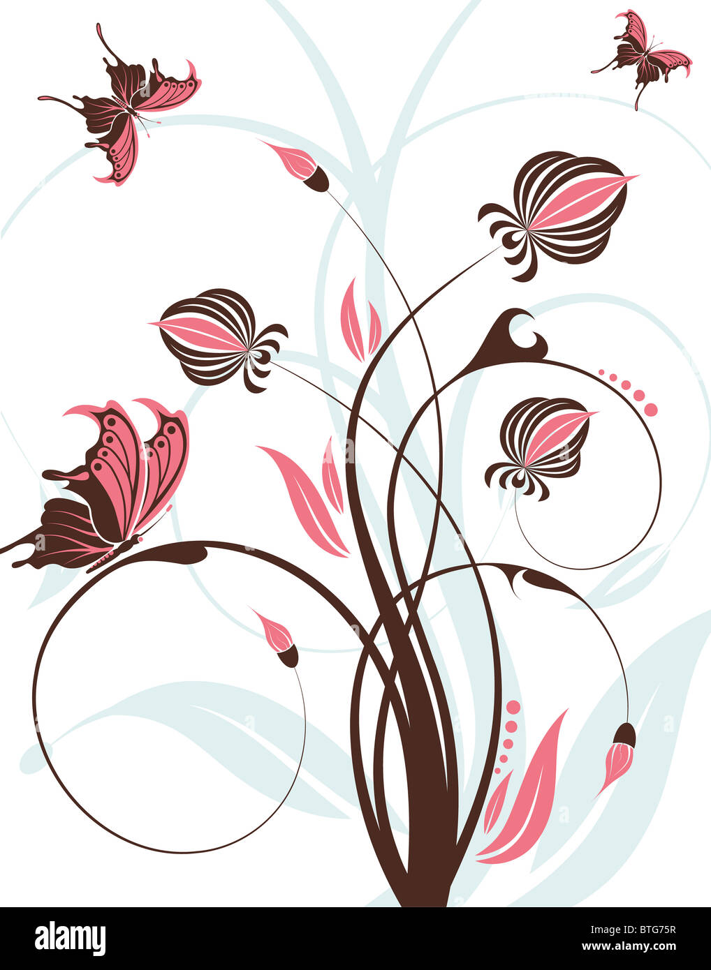 Floral background with butterfly, element for design, vector ...