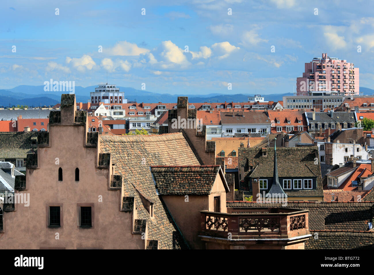 View of Strasbourg from the tower of the Cathedral, Strasbourg, Alsace ...