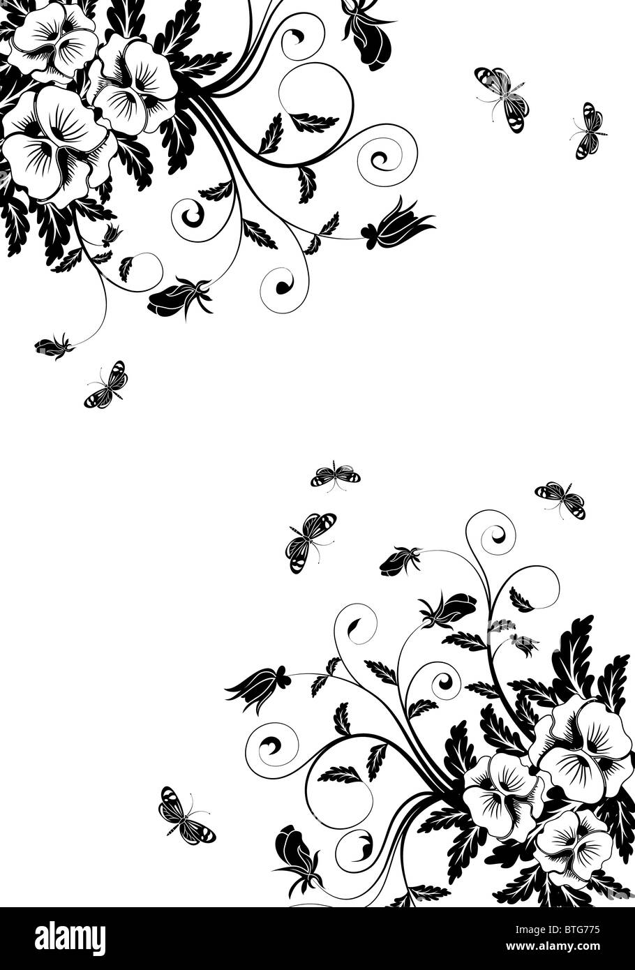 Flower background with butterfly, element for design, vector ...