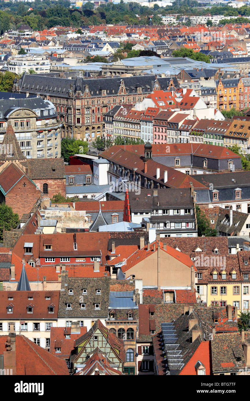 View of Strasbourg from the tower of the Cathedral, Strasbourg, Alsace ...
