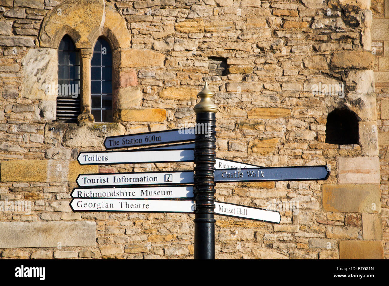 Tourist Signpost in The Market Place Richmond North Yorkshire England ...