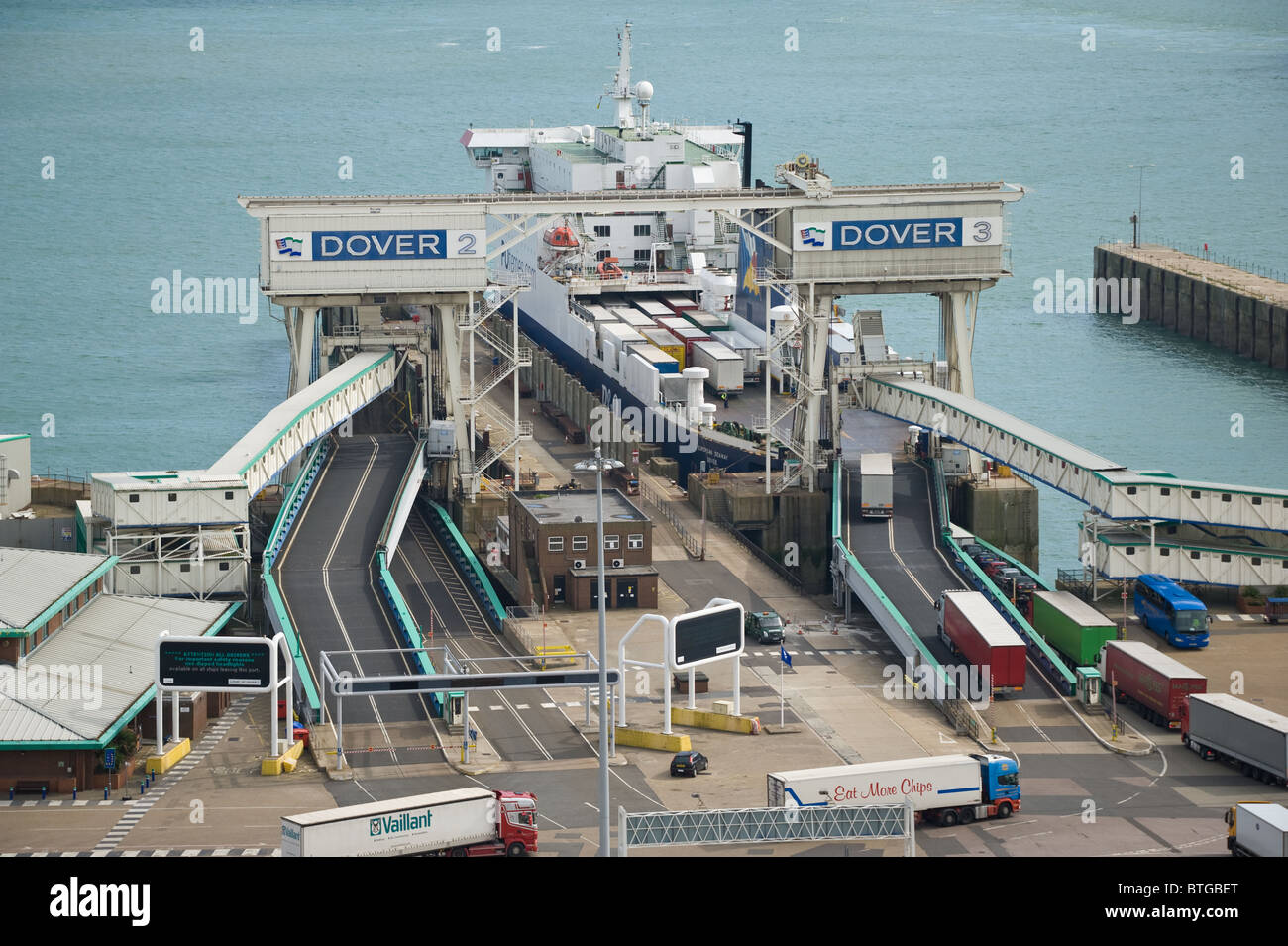 Cross Channel ferries arriving and departing Dover Port Stock Photo - Alamy