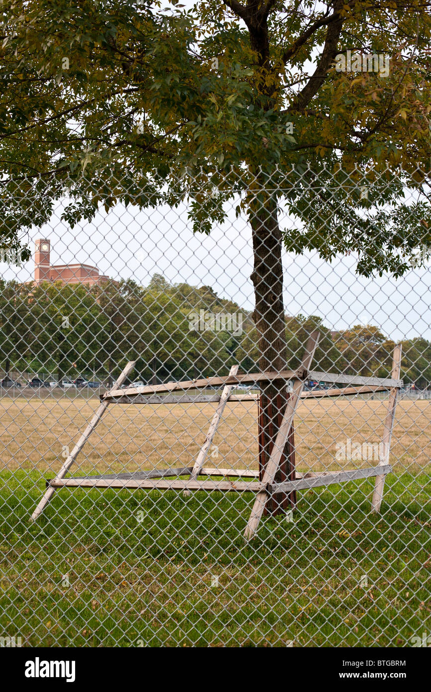Fenced over tree in New York Stock Photo - Alamy