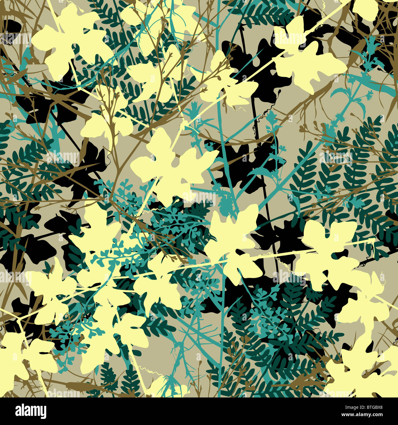 Illustrated seamless tile of tangled plants Stock Photo - Alamy