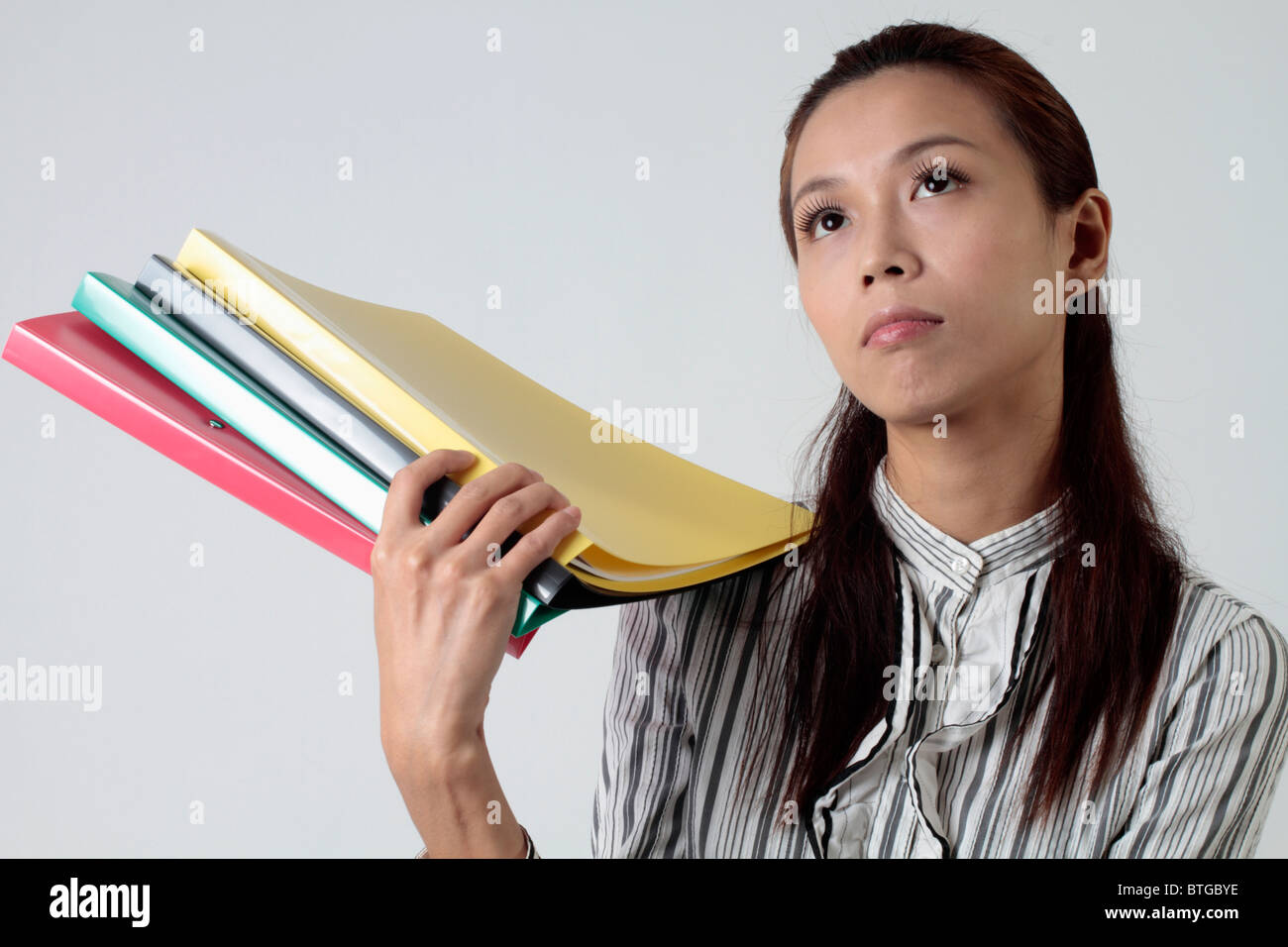 Office lady with files Stock Photo - Alamy