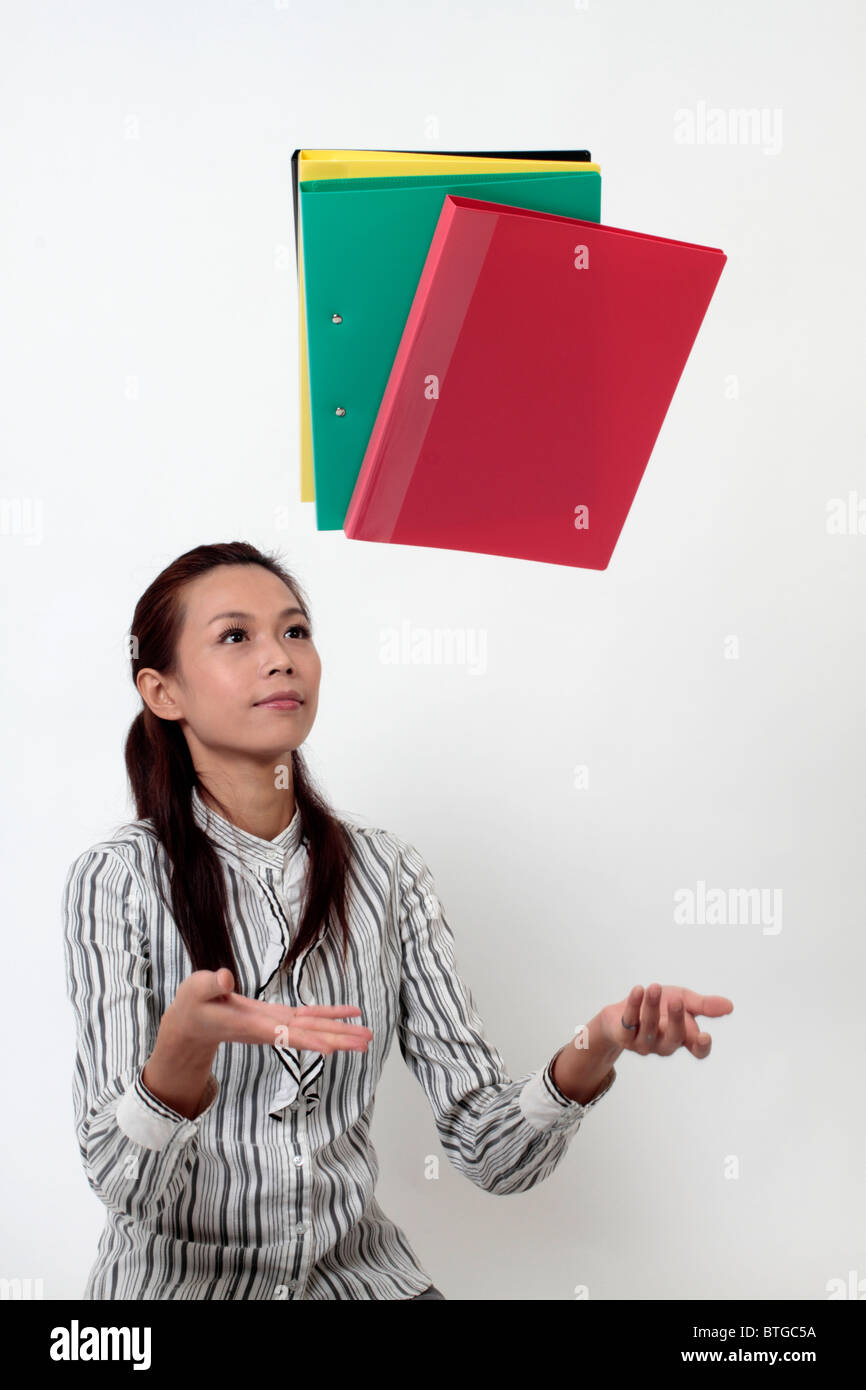 Office lady with files Stock Photo - Alamy