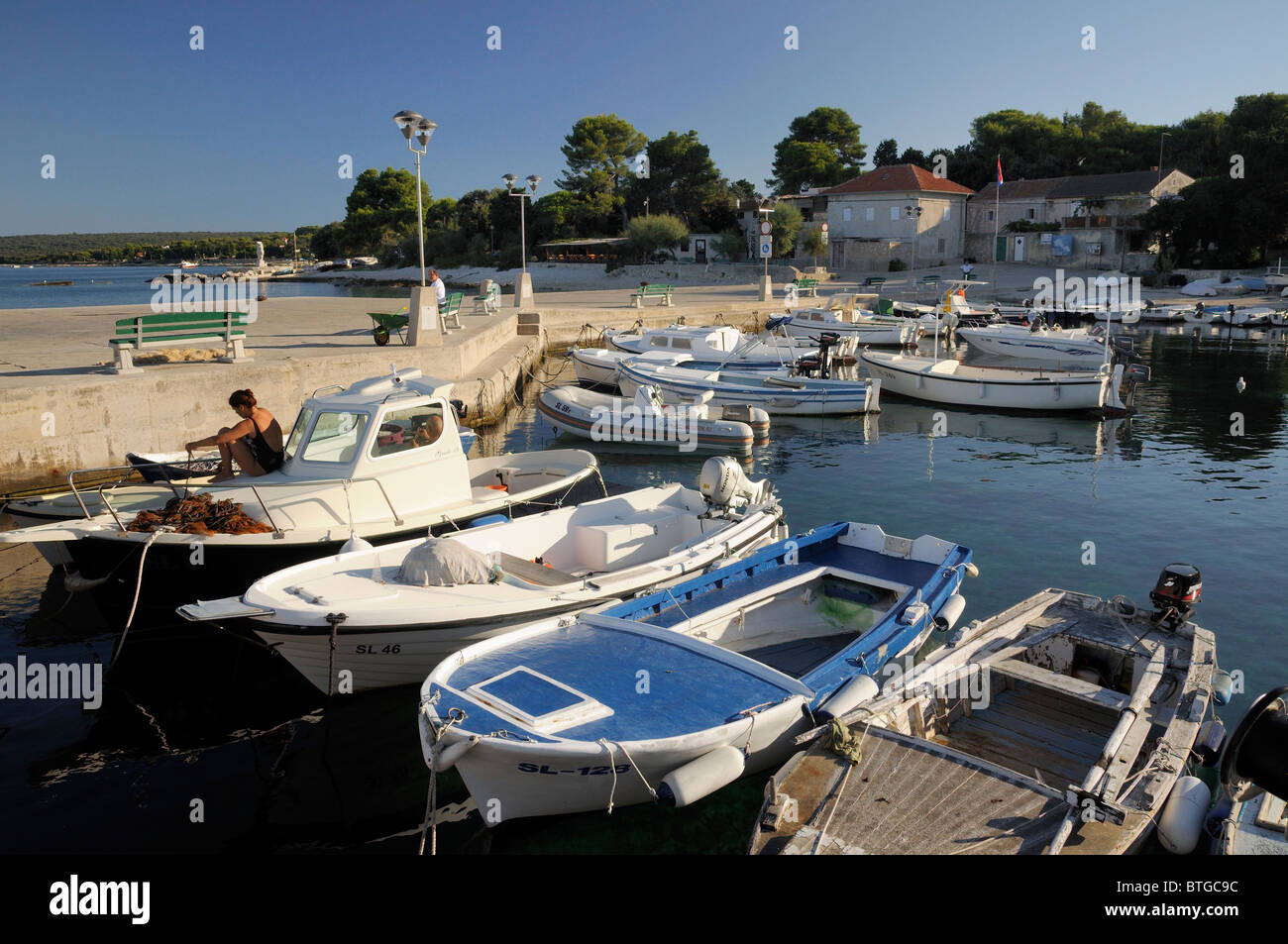 Morning scene in small port, Silba Island, Croatia Stock Photo - Alamy