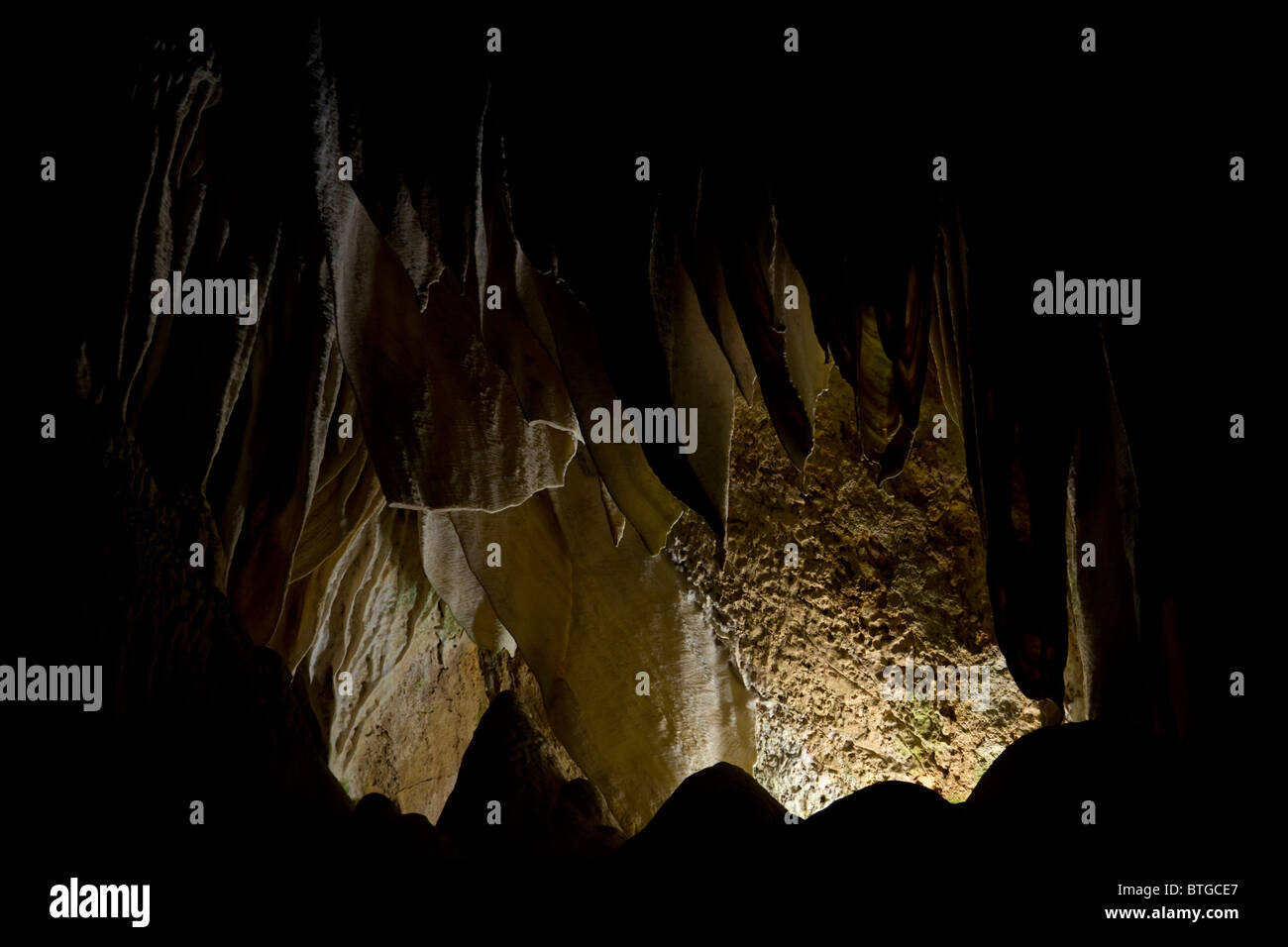 Large drapery speleothem in Carlsbad Caverns National Park in southern ...