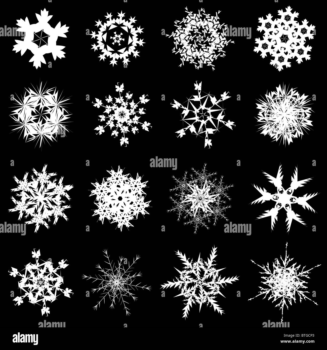 Set of illustrated snowflake shapes Stock Photo - Alamy