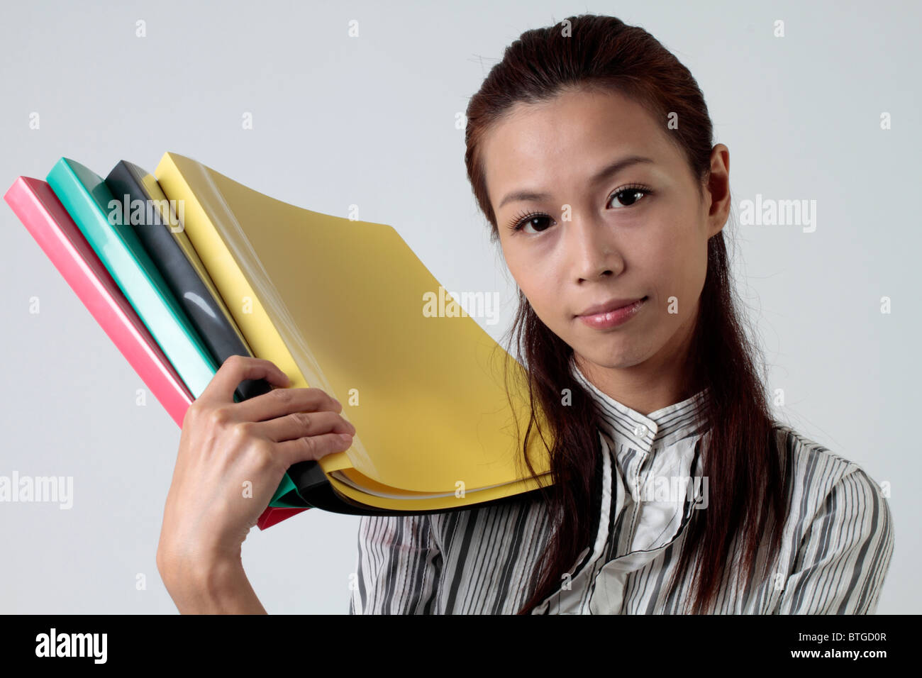 Office lady with files Stock Photo - Alamy