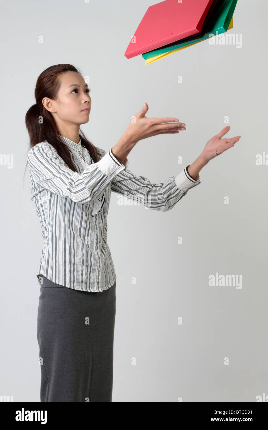 Office lady with files Stock Photo - Alamy