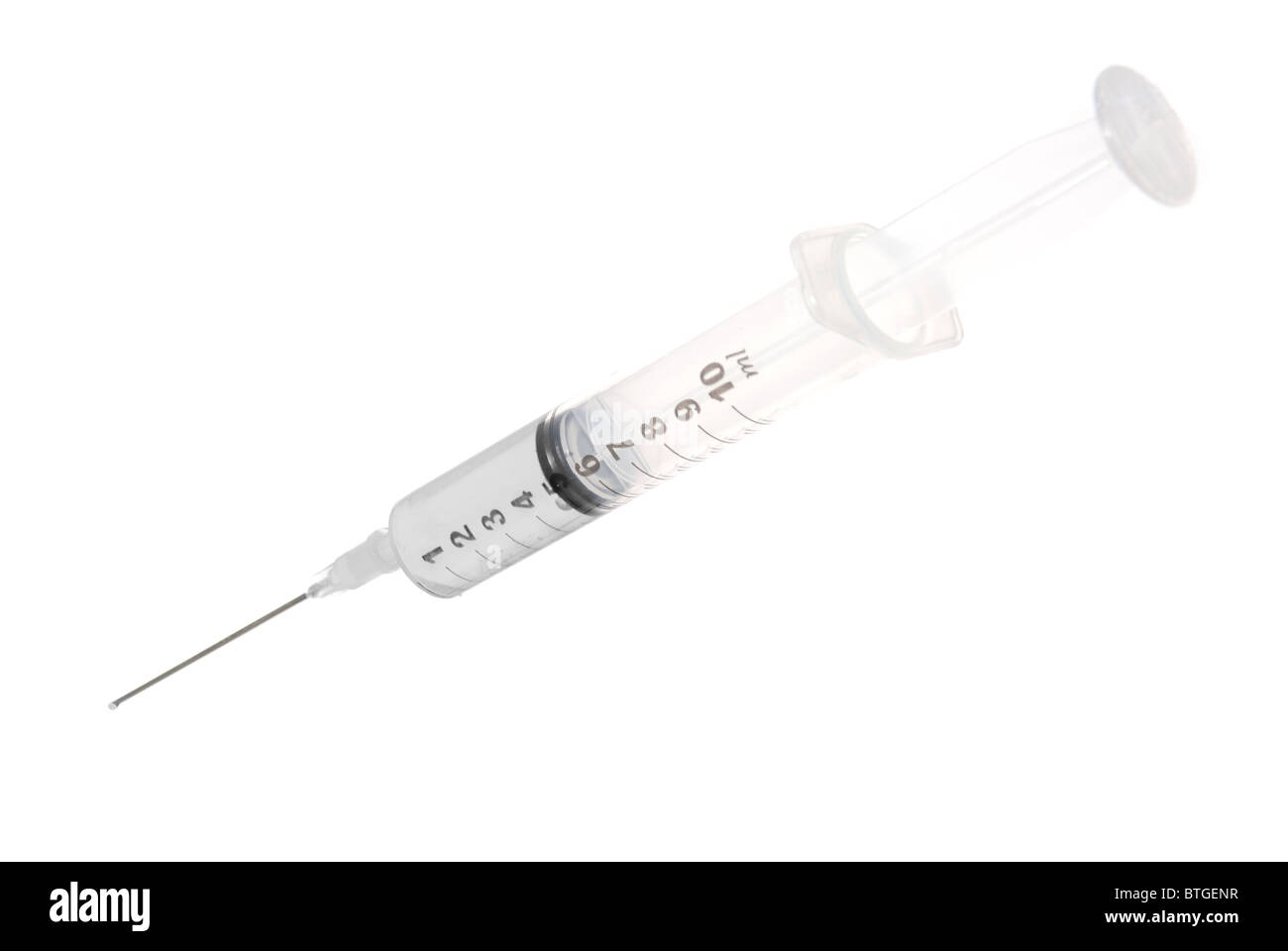 hypodermic needle with colorless liquid Stock Photo - Alamy