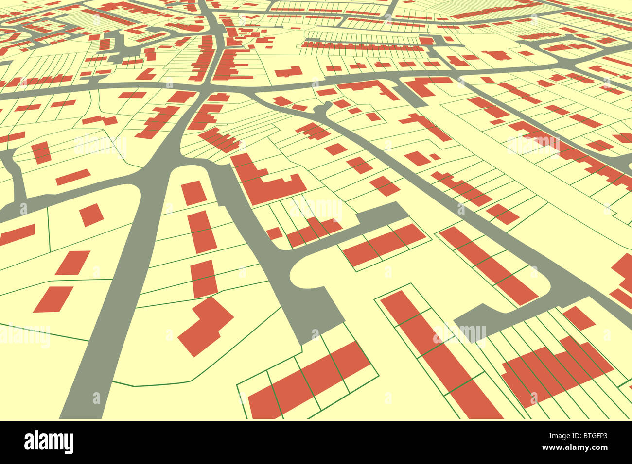 Angled view of an illustrated housing map in a generic town Stock Photo ...