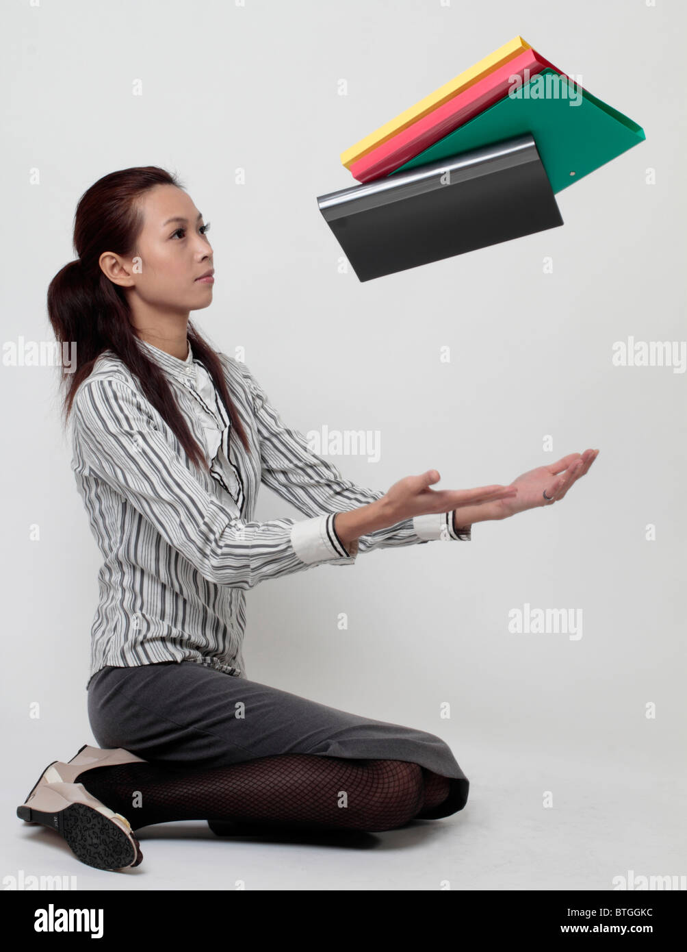 Office lady with files Stock Photo - Alamy