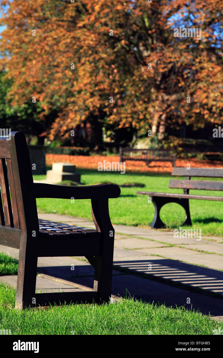 Benches to sit on the grounds of Southwell Minster Stock Photo - Alamy