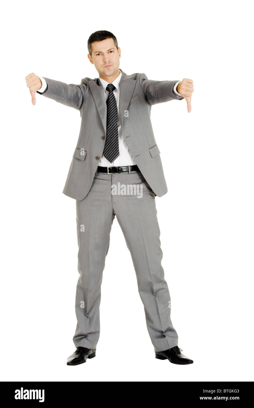 Thumbs down man looking camera Cut Out Stock Images & Pictures - Alamy