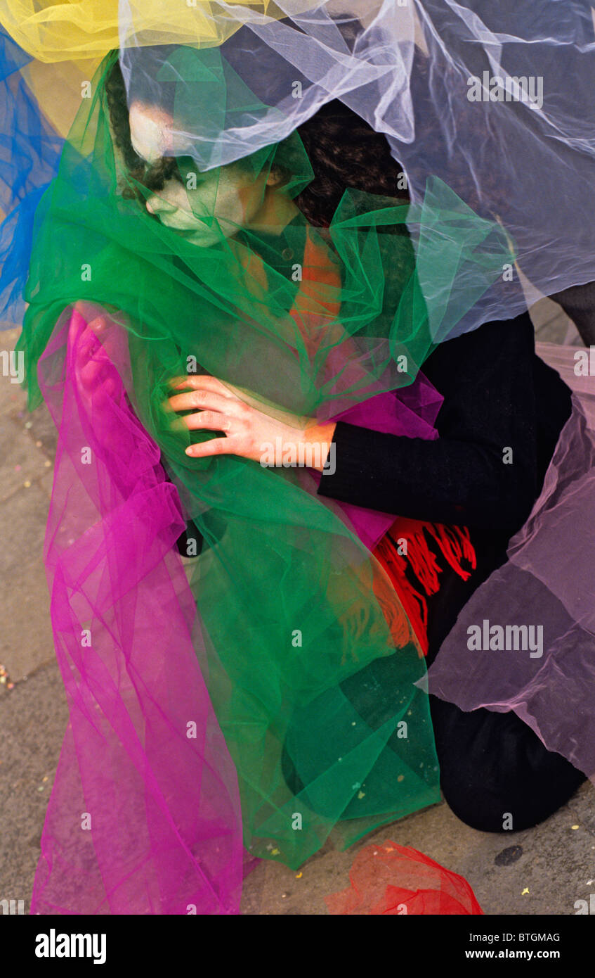 A bright and colourful entertainment by young girls as clowns at the ...