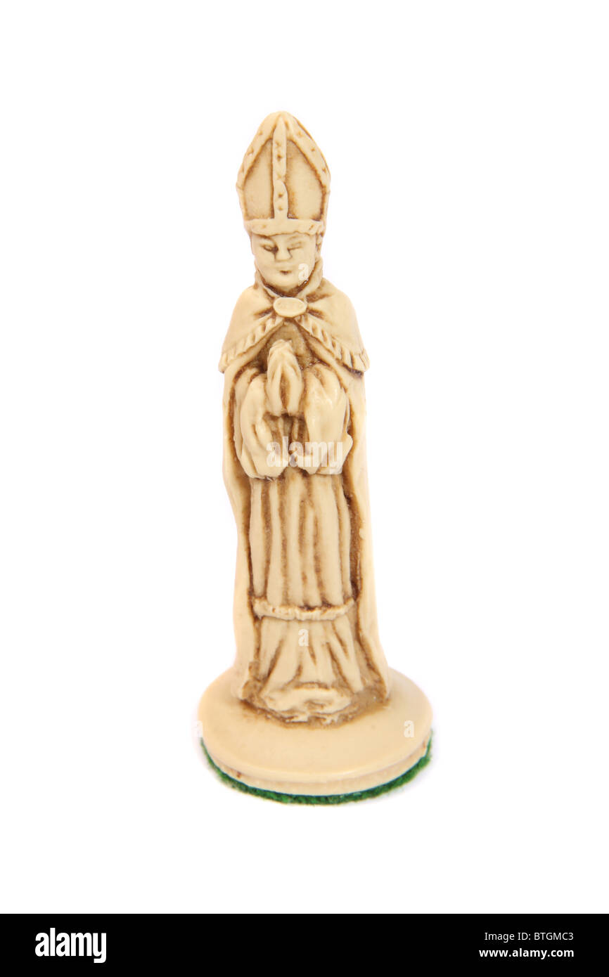 A white bishop from a chess set Stock Photo - Alamy