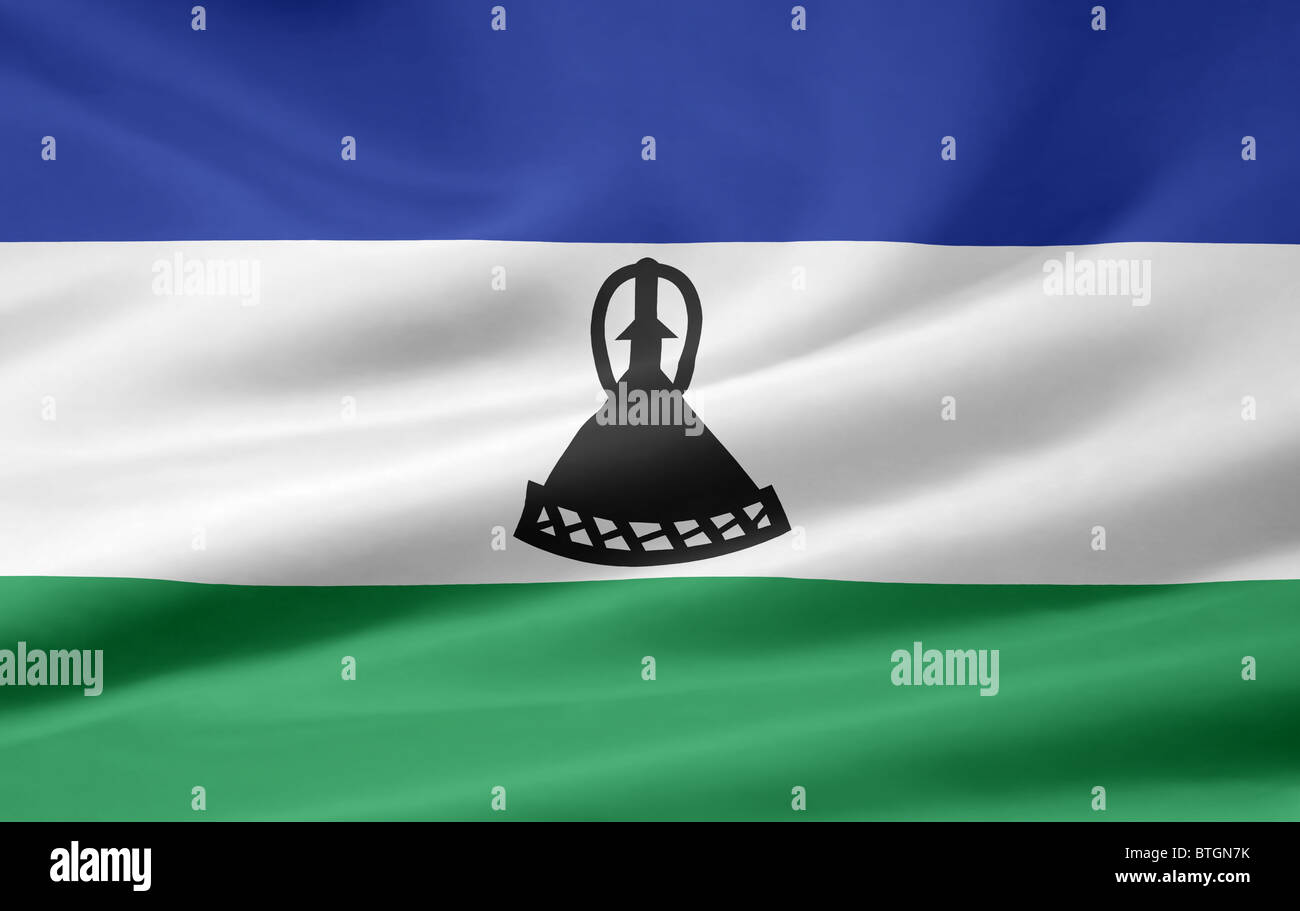 Large flag of Lesotho Stock Photo - Alamy
