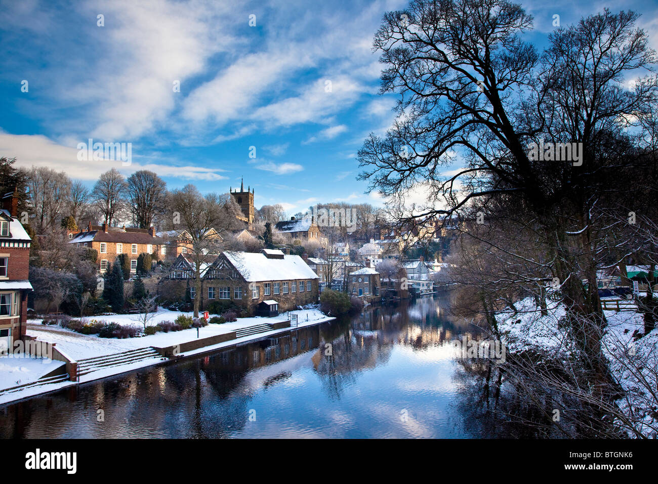 The River Nidd and Knaresborough, North Yorkshire in winter Stock Photo ...